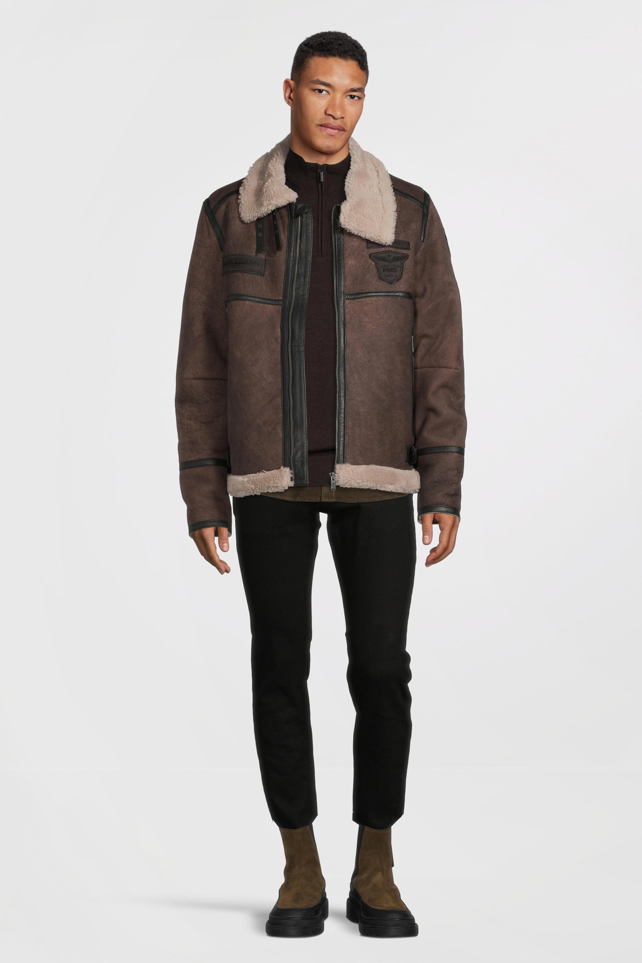 PME Legend leren lammy coat winterjas CEPTOR 3.0 8038 black olive | wehkamp