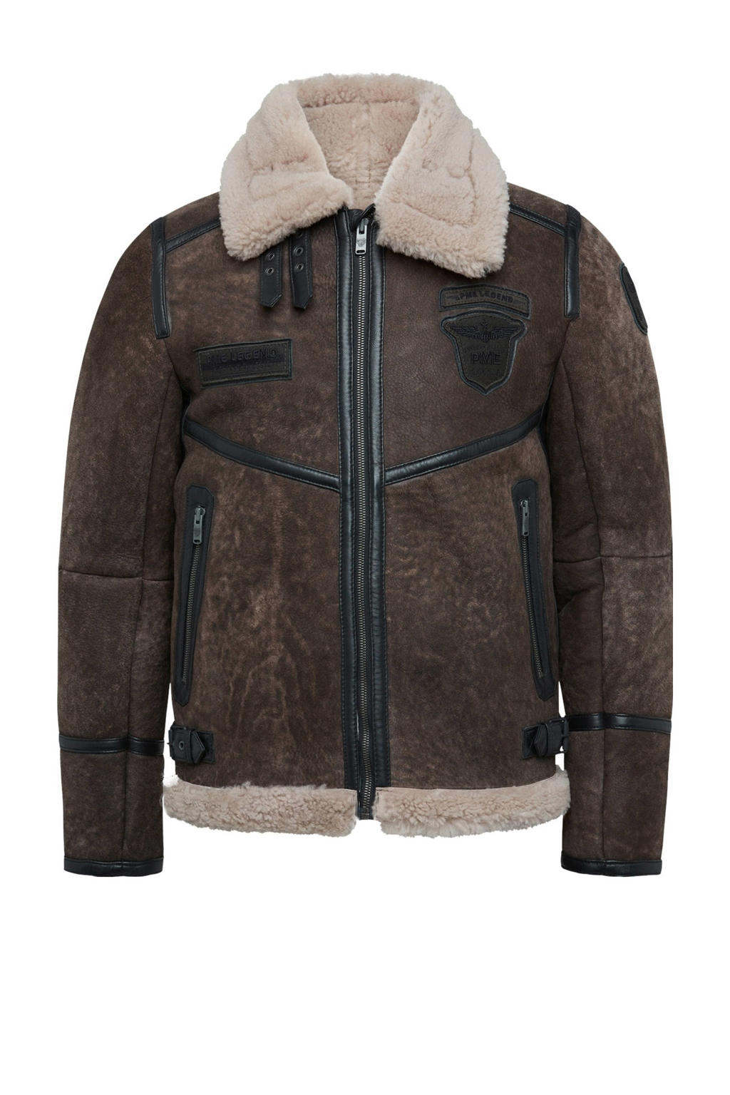 PME Legend leren lammy coat winterjas CEPTOR 3.0 8038 black olive | wehkamp