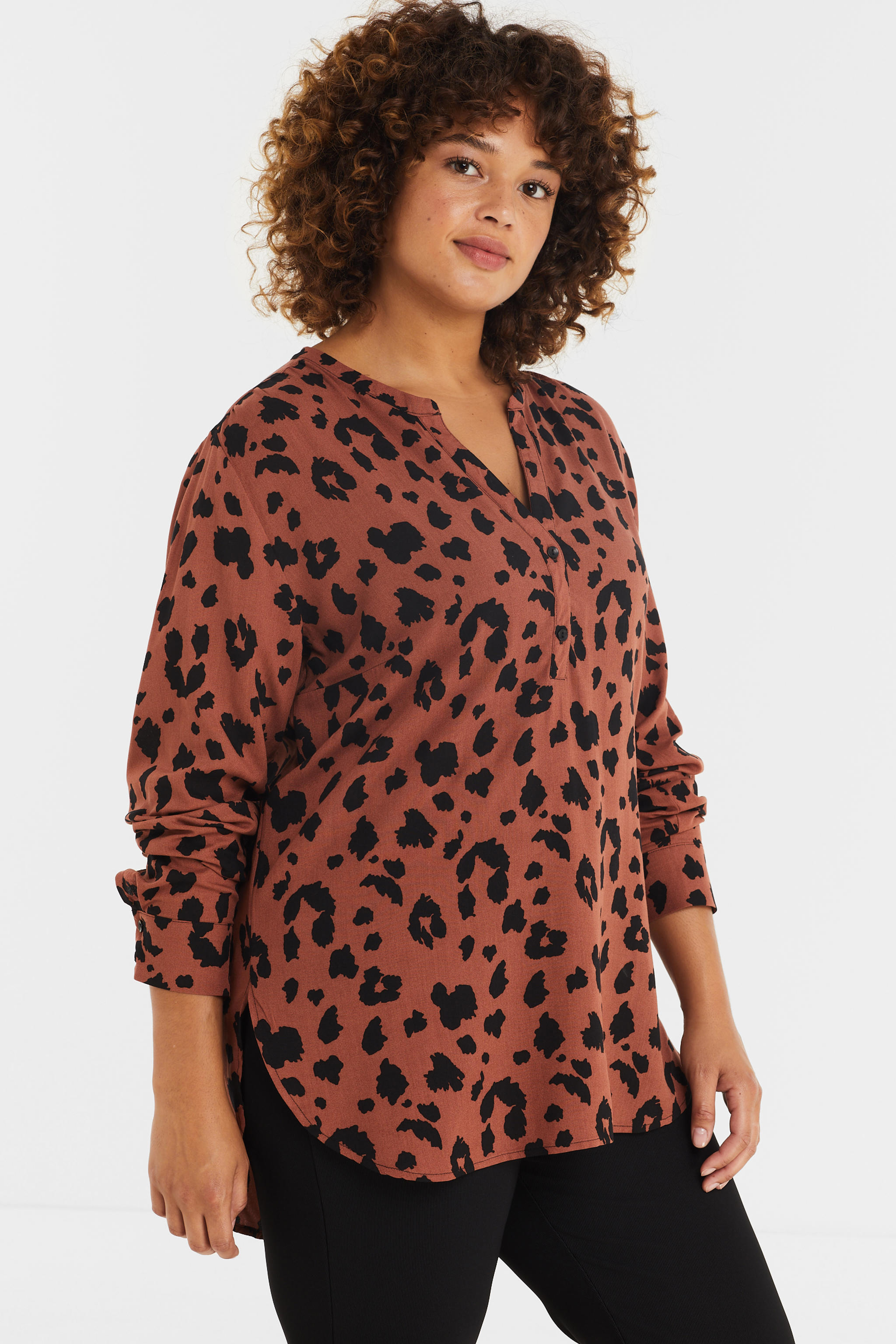 GREAT LOOKS Blouse met luipaard print bruin | wehkamp