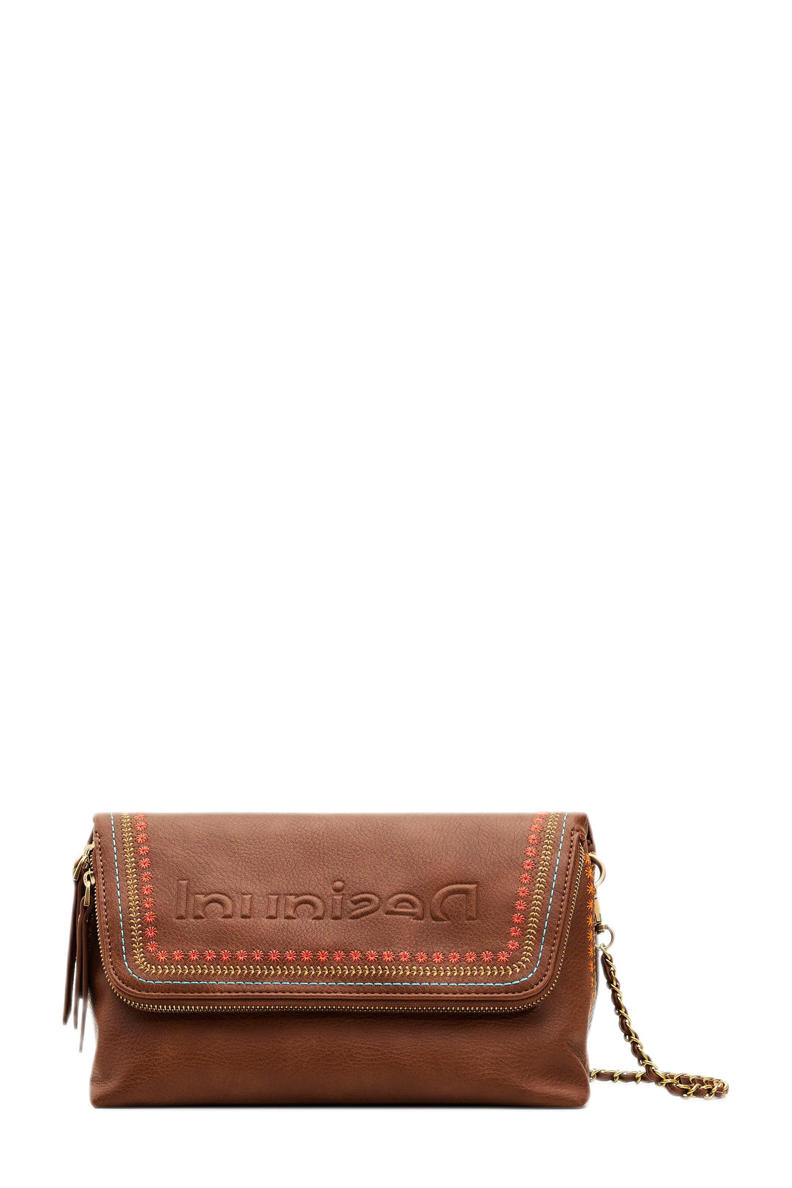 Desigual crossbody tas met sierstiksels cognac | wehkamp