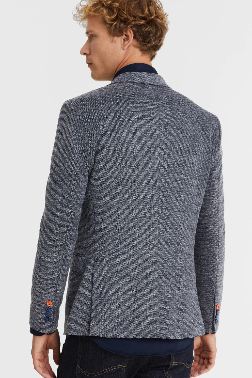 A fish named Fred gemêleerd slim fit colbert donkerblauw | wehkamp