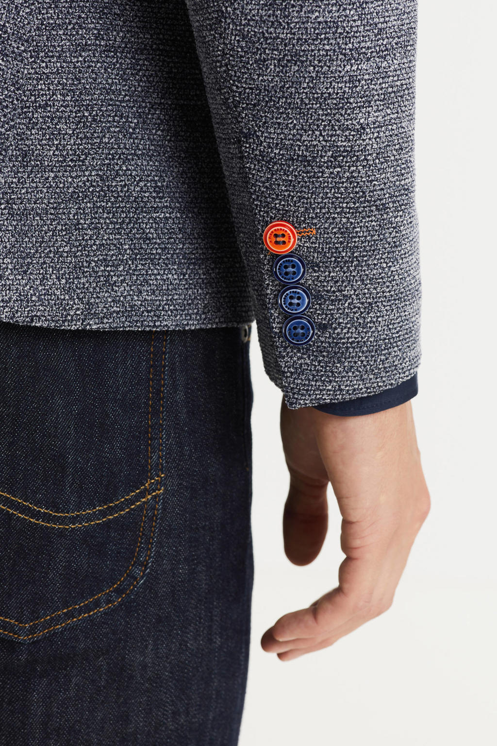 A fish named Fred gemêleerd slim fit colbert donkerblauw | wehkamp