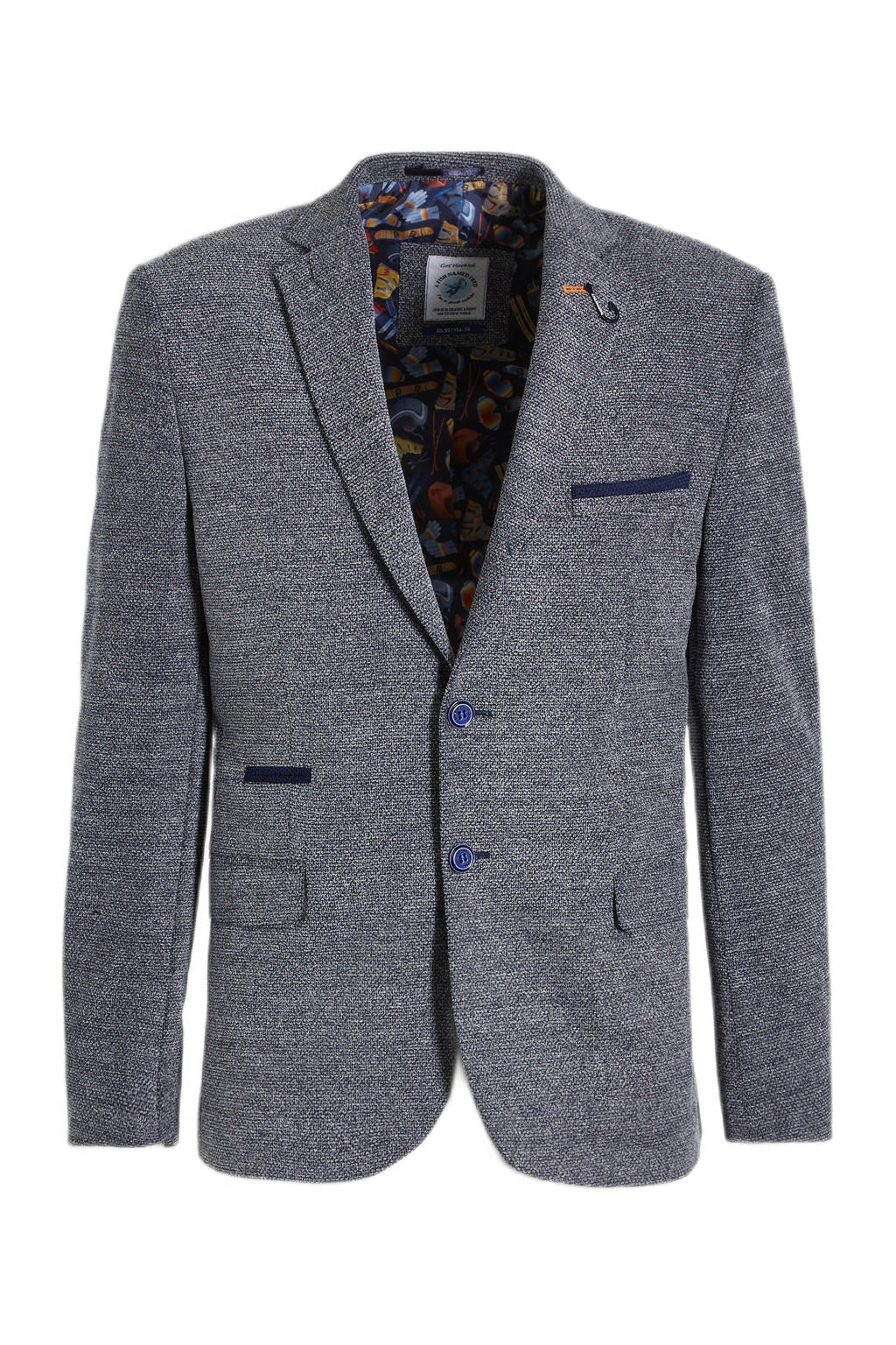 A fish named Fred gemêleerd slim fit colbert donkerblauw | wehkamp