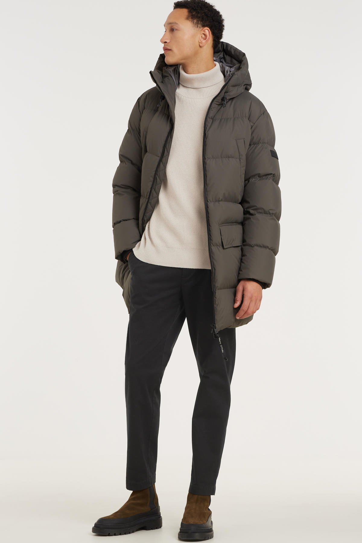 Marc O'Polo gewatteerde jas copley brown | wehkamp