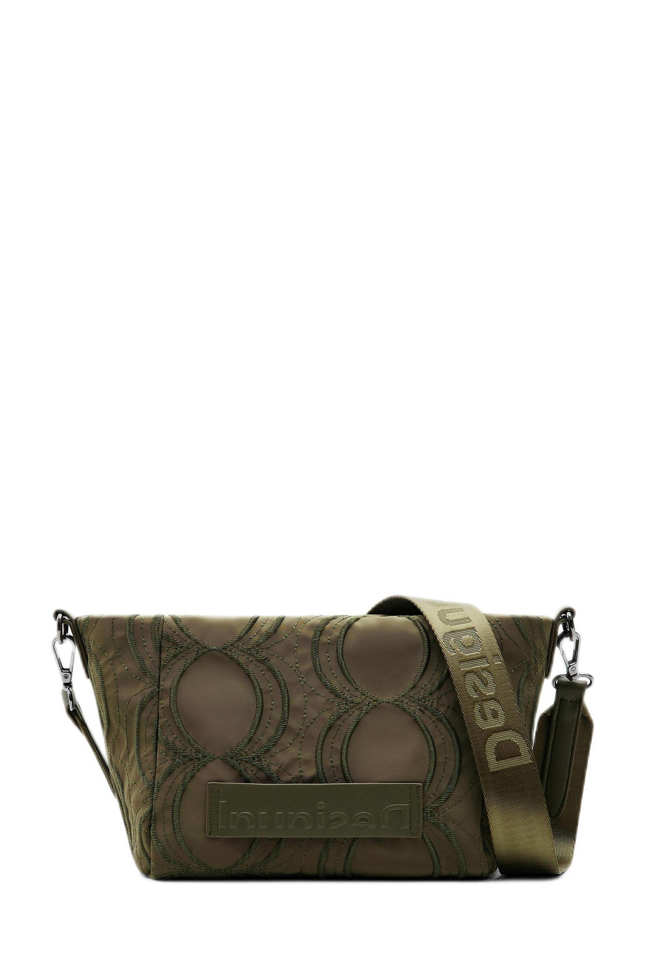 Desigual doorgestikte crossbody tas kaki | wehkamp