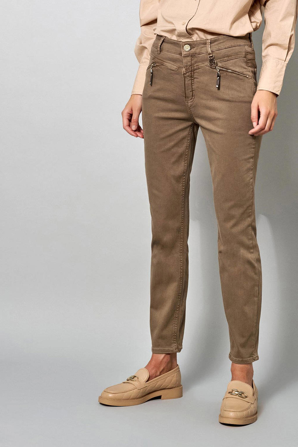 ROSNER high waist skinny fit broek Audrey taupe | wehkamp