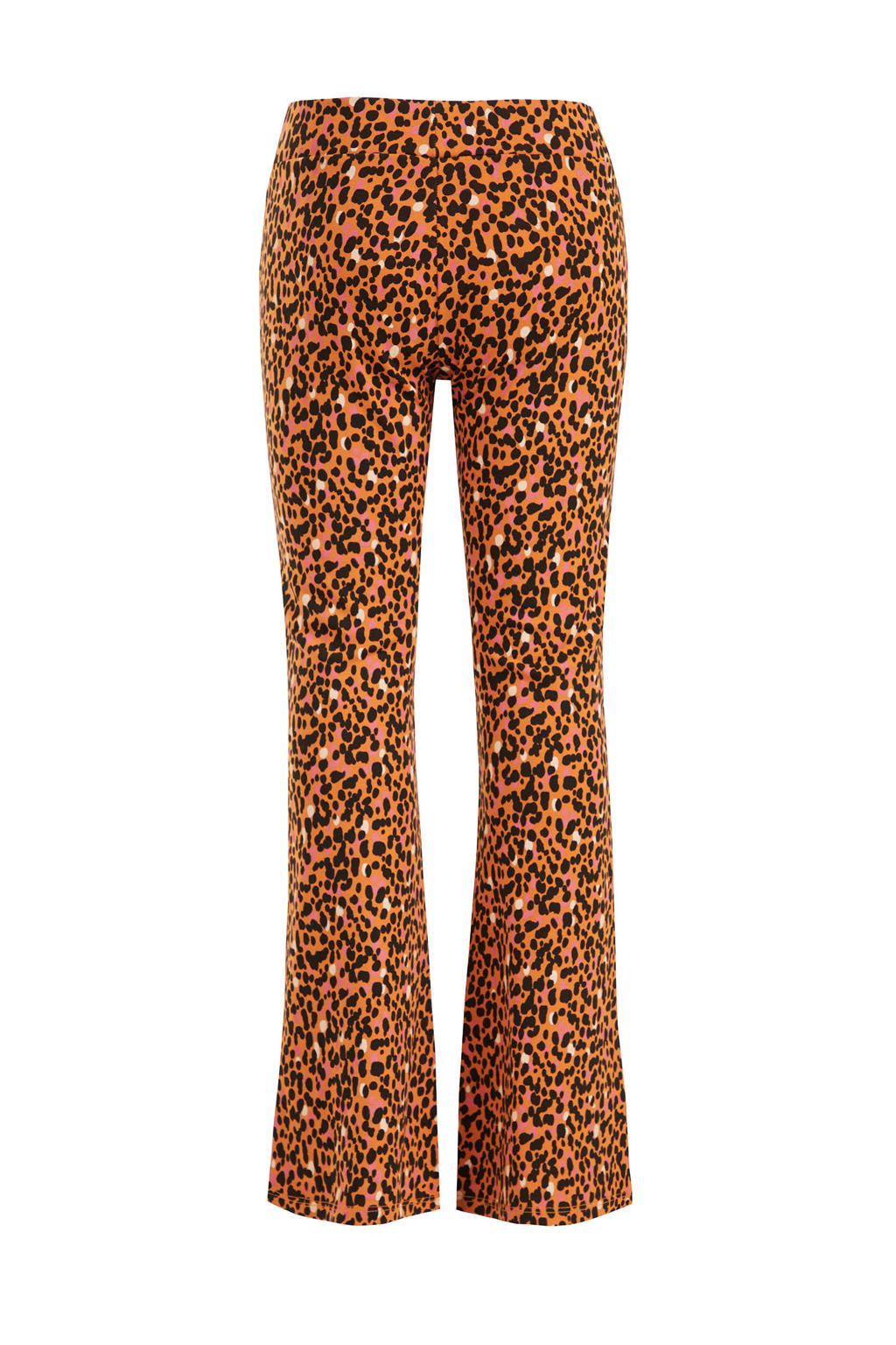 WE Fashion flared broek met dierenprint bruin/zwart/wit | wehkamp
