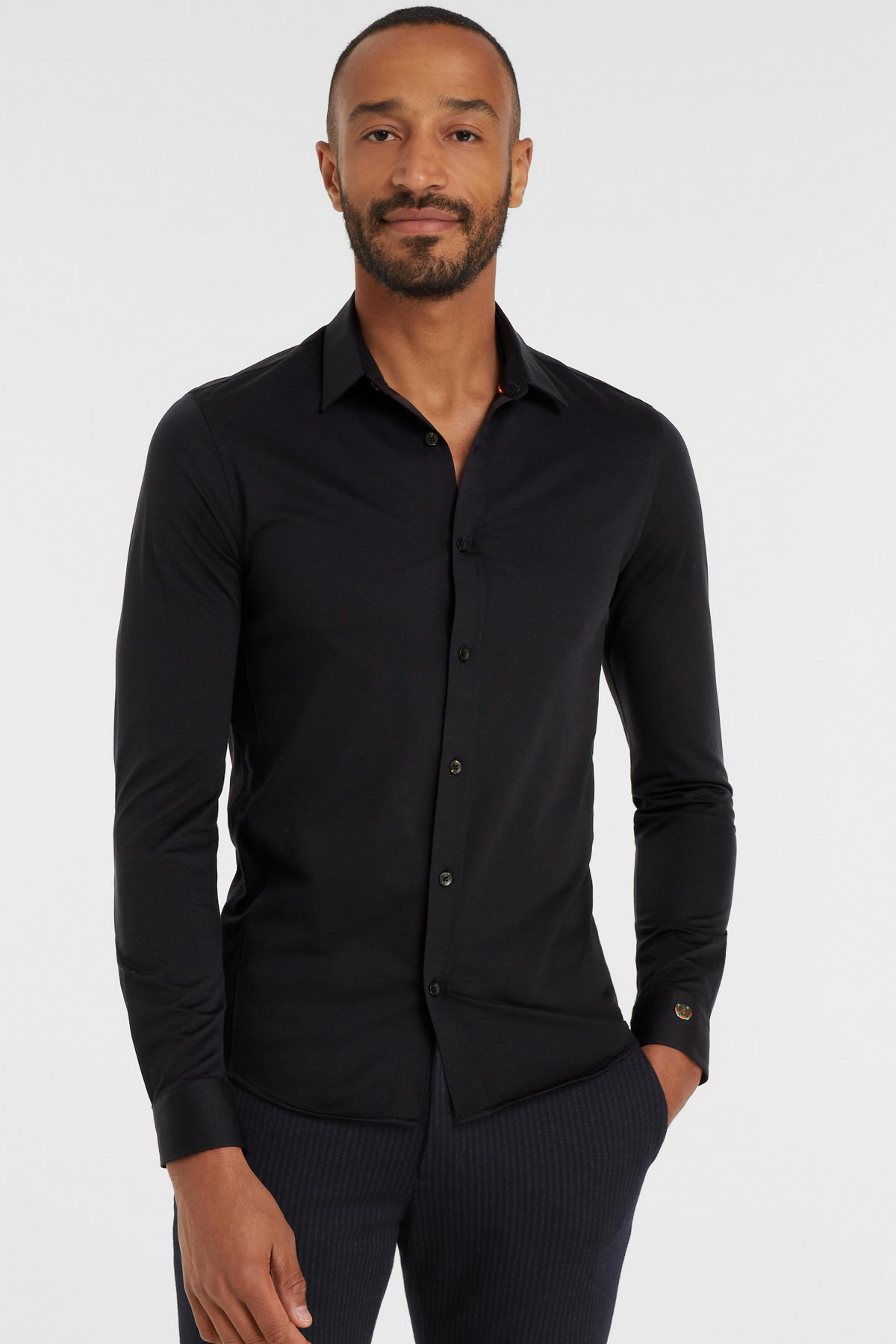 Cast Iron slim fit overhemd black | wehkamp