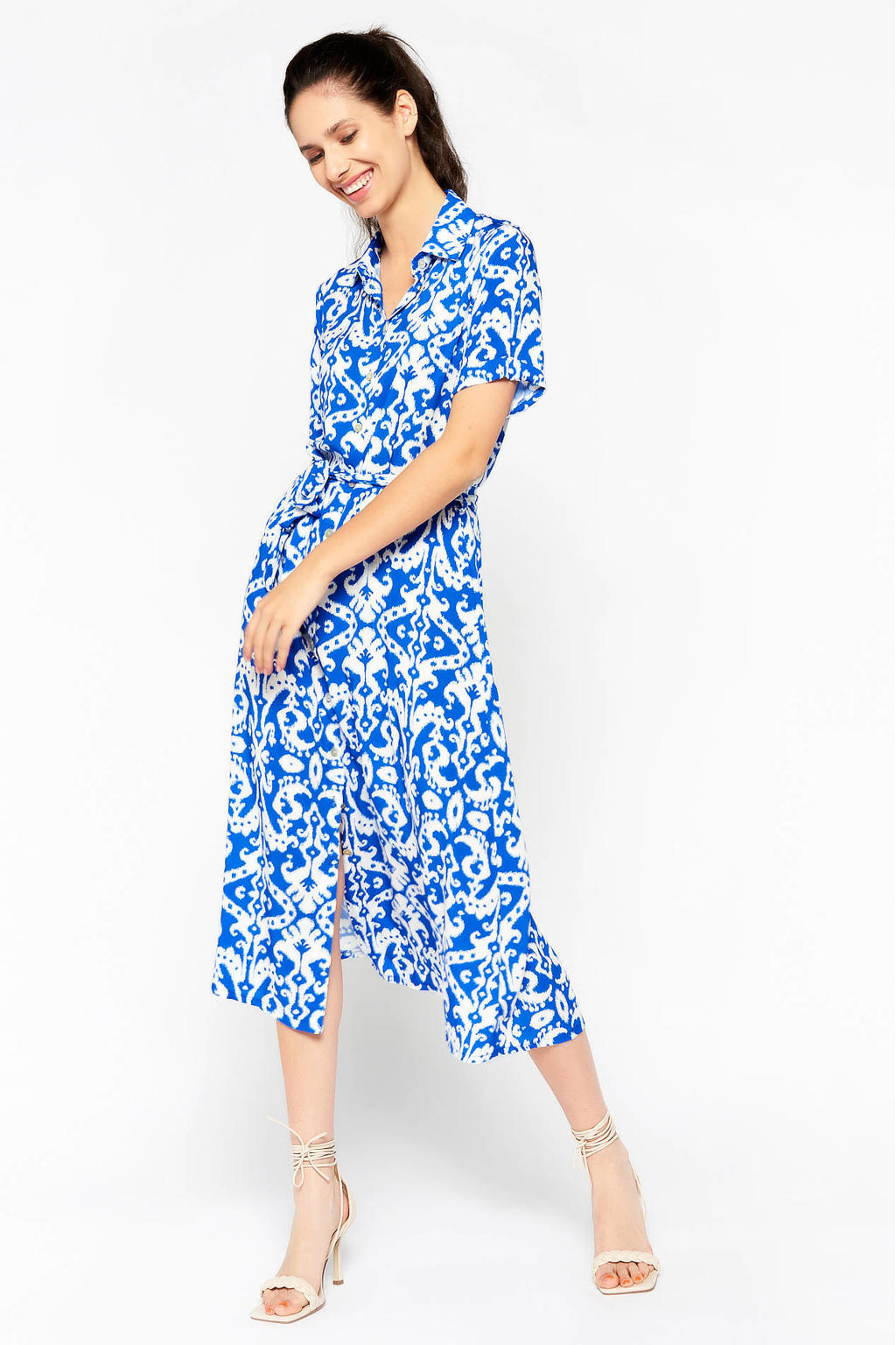 LOLALIZA blousejurk met all over print blauw | wehkamp