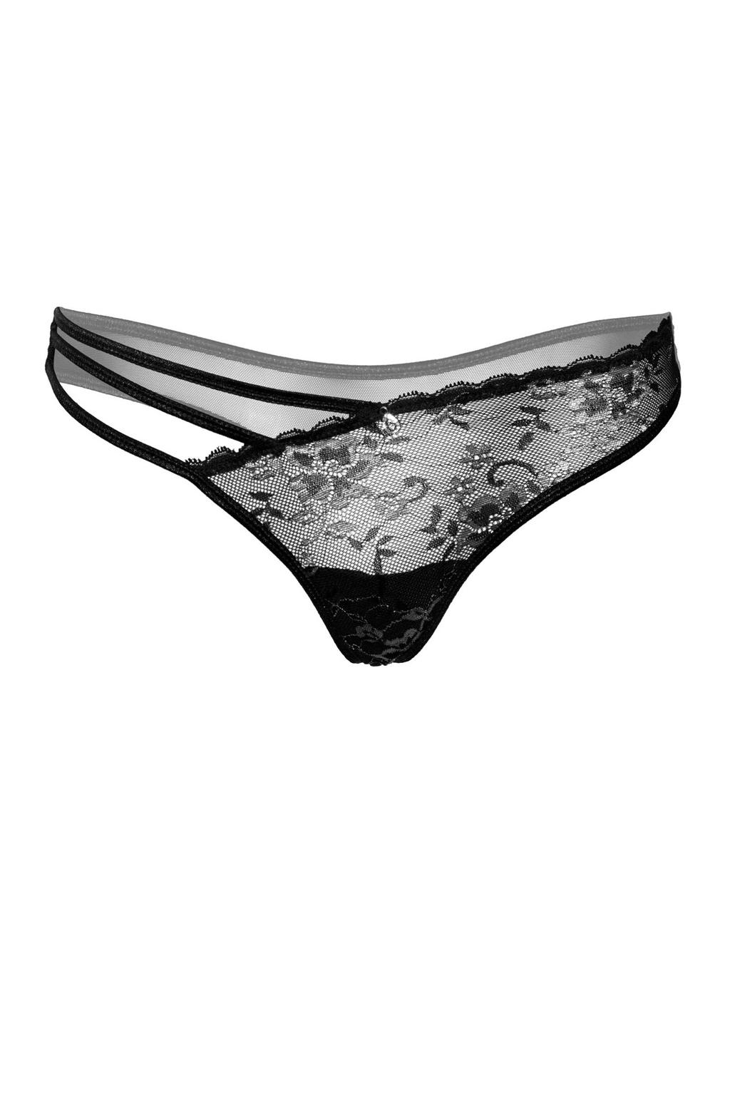 Daring kanten string met bandjes zwart | wehkamp