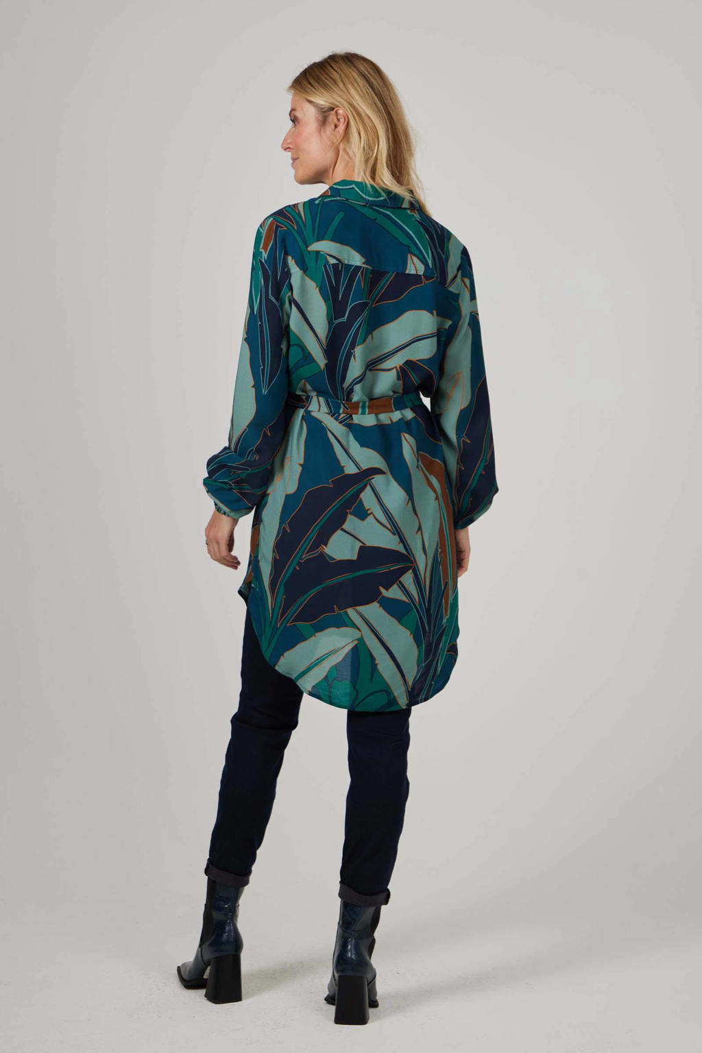 Didi tuniek Clea met all over print en ceintuur blauw/groen | wehkamp