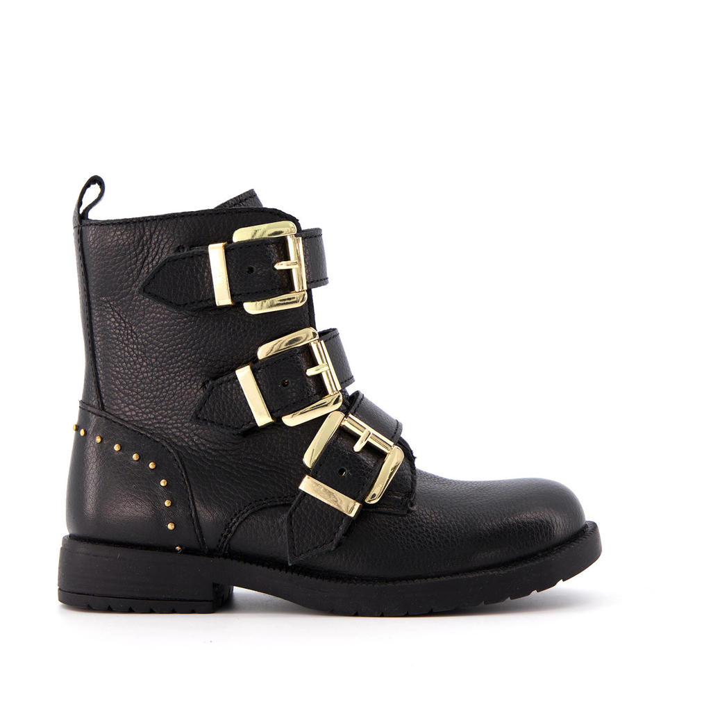 Scapino Groot leren bikerboots zwart | wehkamp