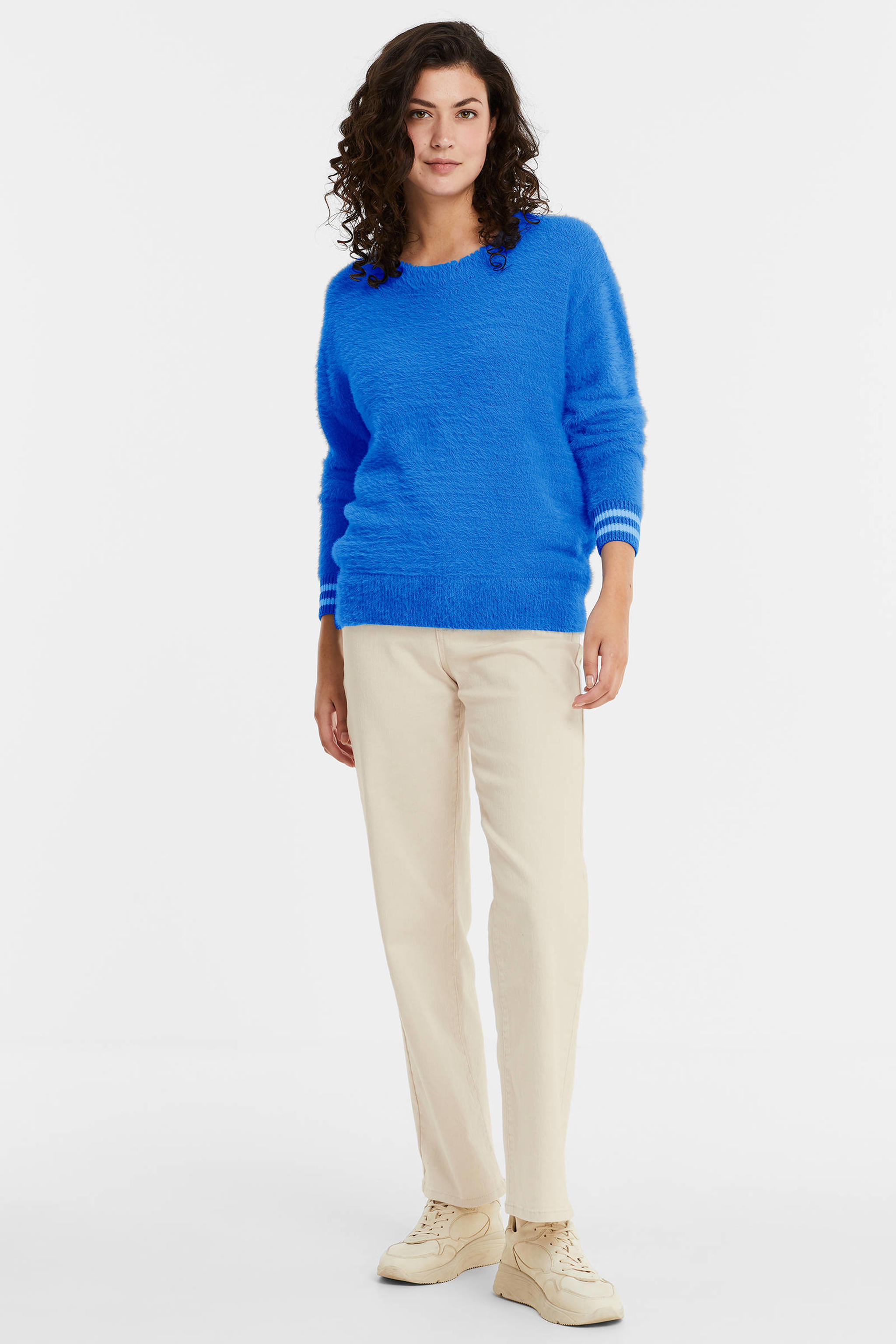 Anna Blue by Anna van Toor sweater Hairy kobalt blauw | wehkamp