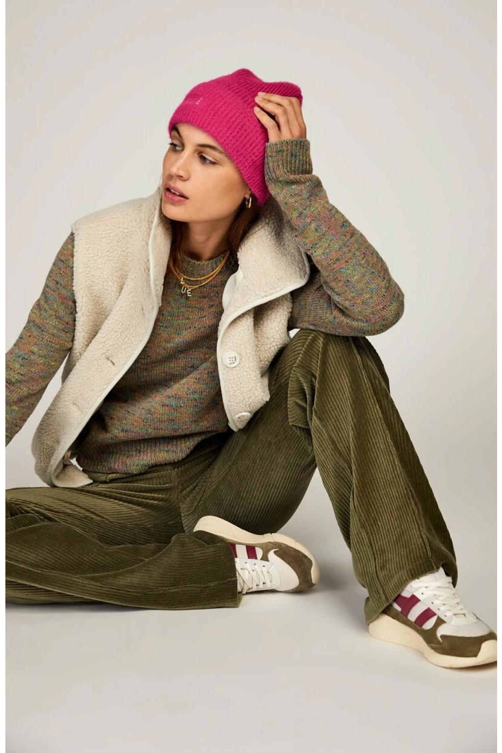 Anna Blue by Anna van Toor velours high waist straight fit jogger broek ...