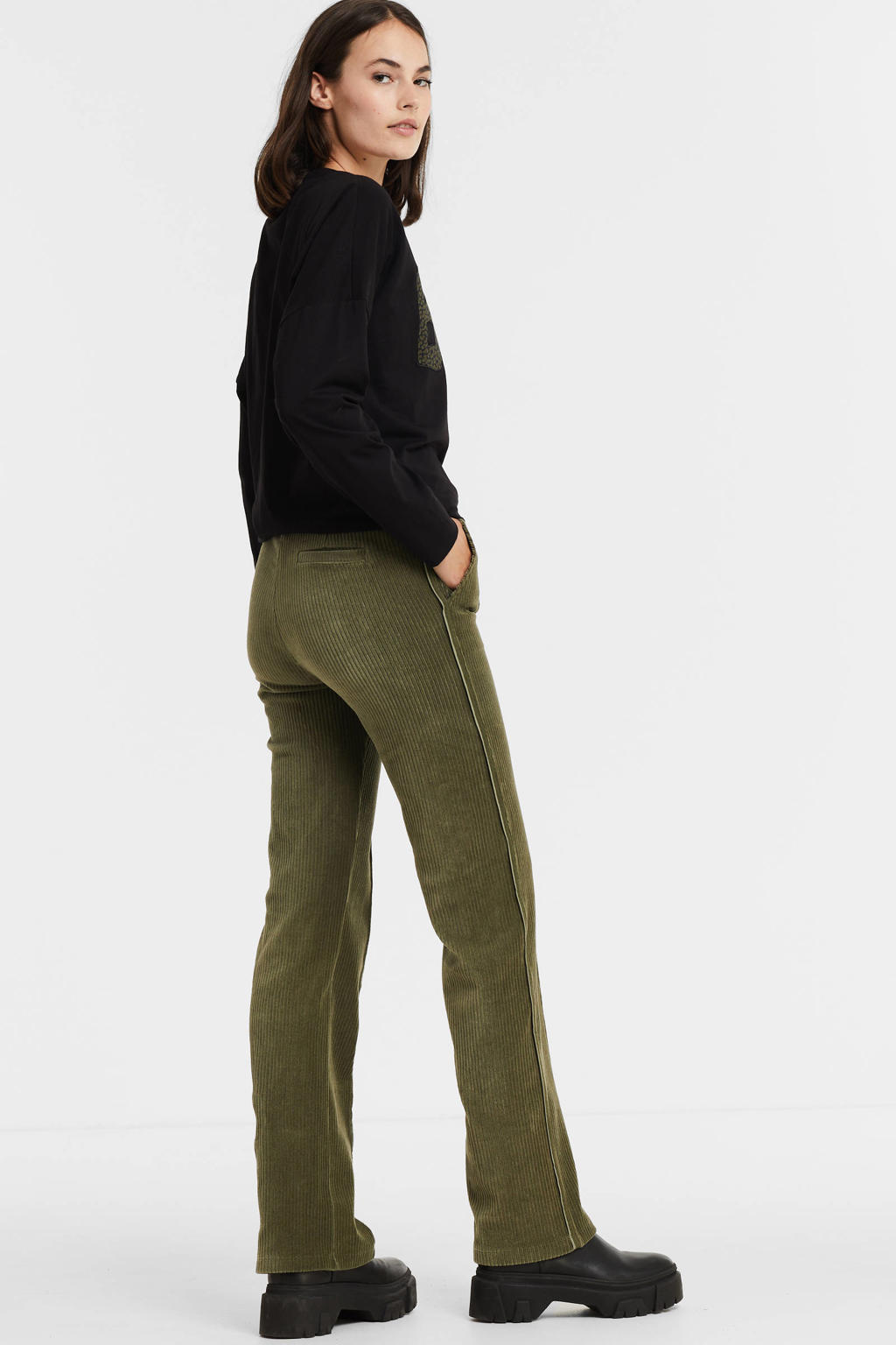 Anna Blue by Anna van Toor velours high waist straight fit jogger broek ...