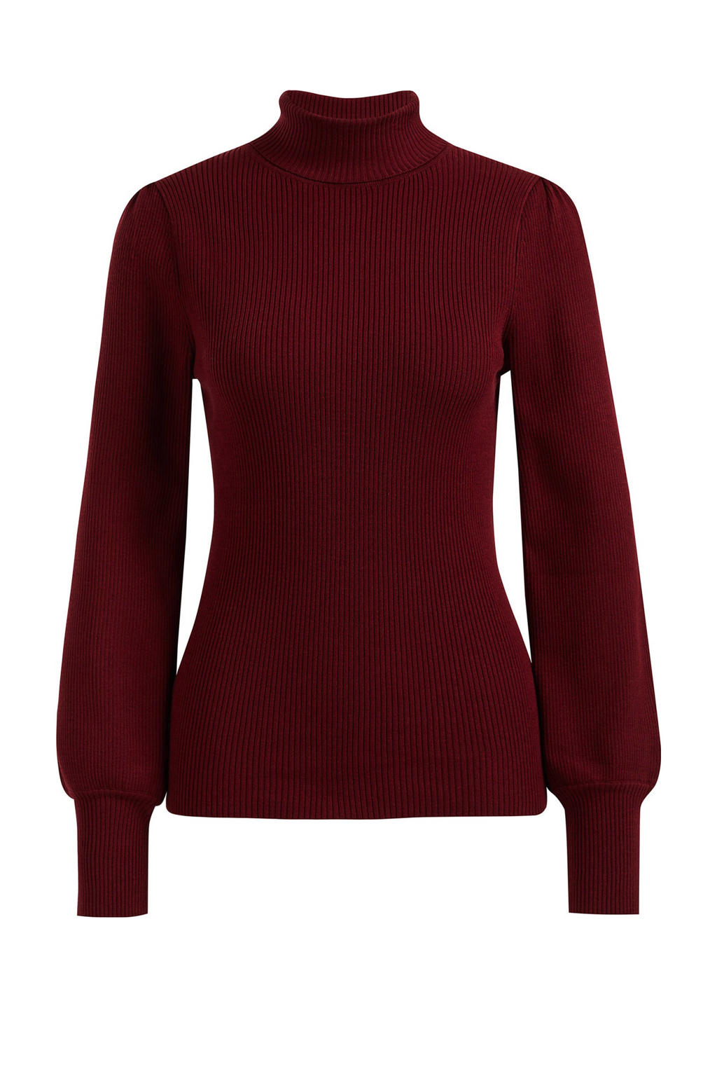 WE Fashion ribgebreide trui donkerrood | wehkamp