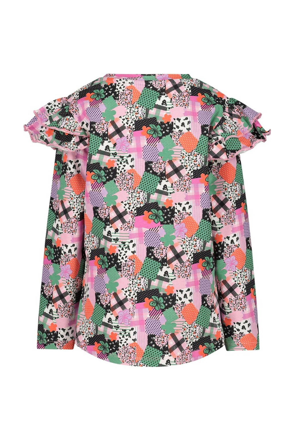 Orange Stars longsleeve Kimber met all over print en ruches roze/groen ...