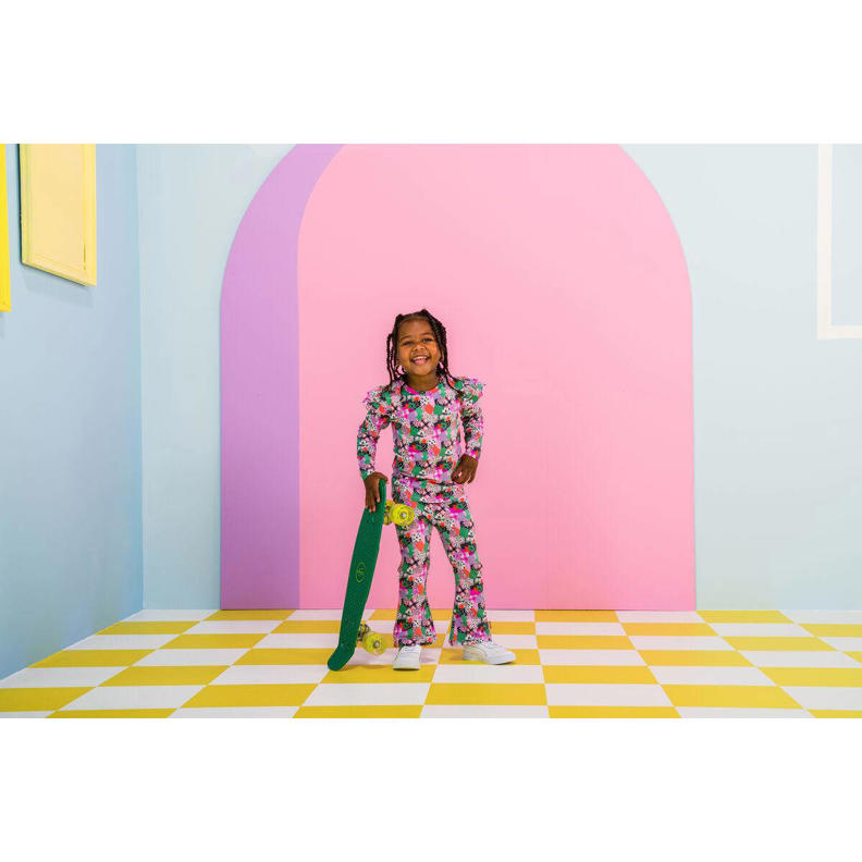 Orange Stars longsleeve Kimber met all over print en ruches roze/groen ...