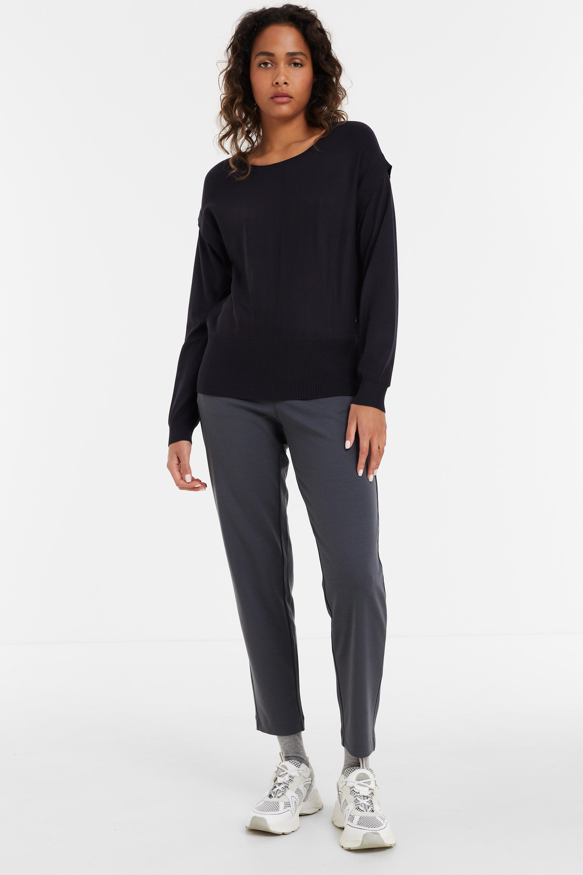 VERO MODA tapered fit broek met krijtstreep donkerblauw | wehkamp