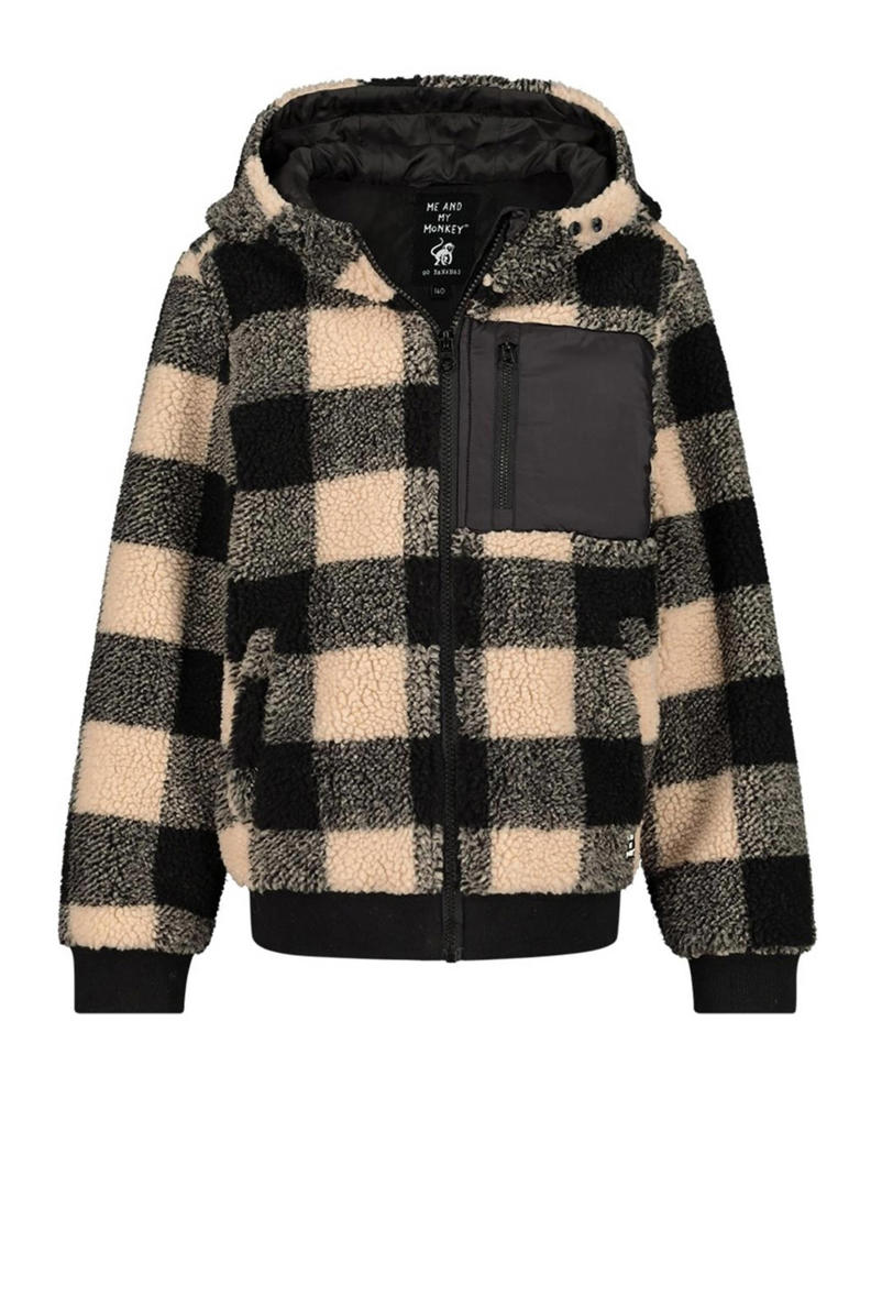 Me & My Monkey geruite teddy jas Kick ecru/zwart | wehkamp