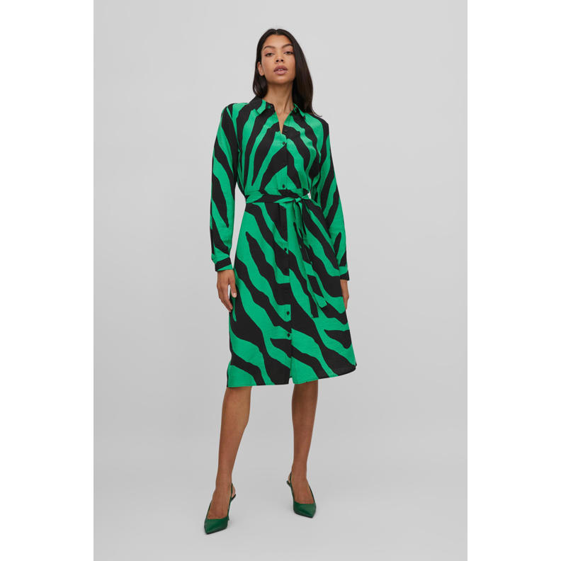 VILA jurk VIDOGMA met zebraprint en ceintuur groen/zwart | wehkamp