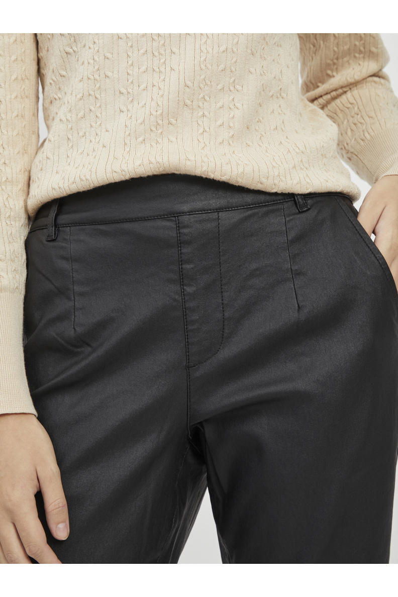 OBJECT coated loose fit broek OBJBELLE zwart | wehkamp