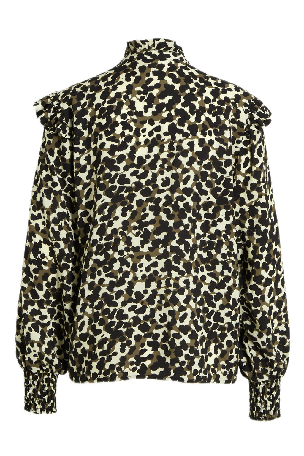 OBJECT blouse OBJCAMALA met all over print en ruches bruin/beige | wehkamp