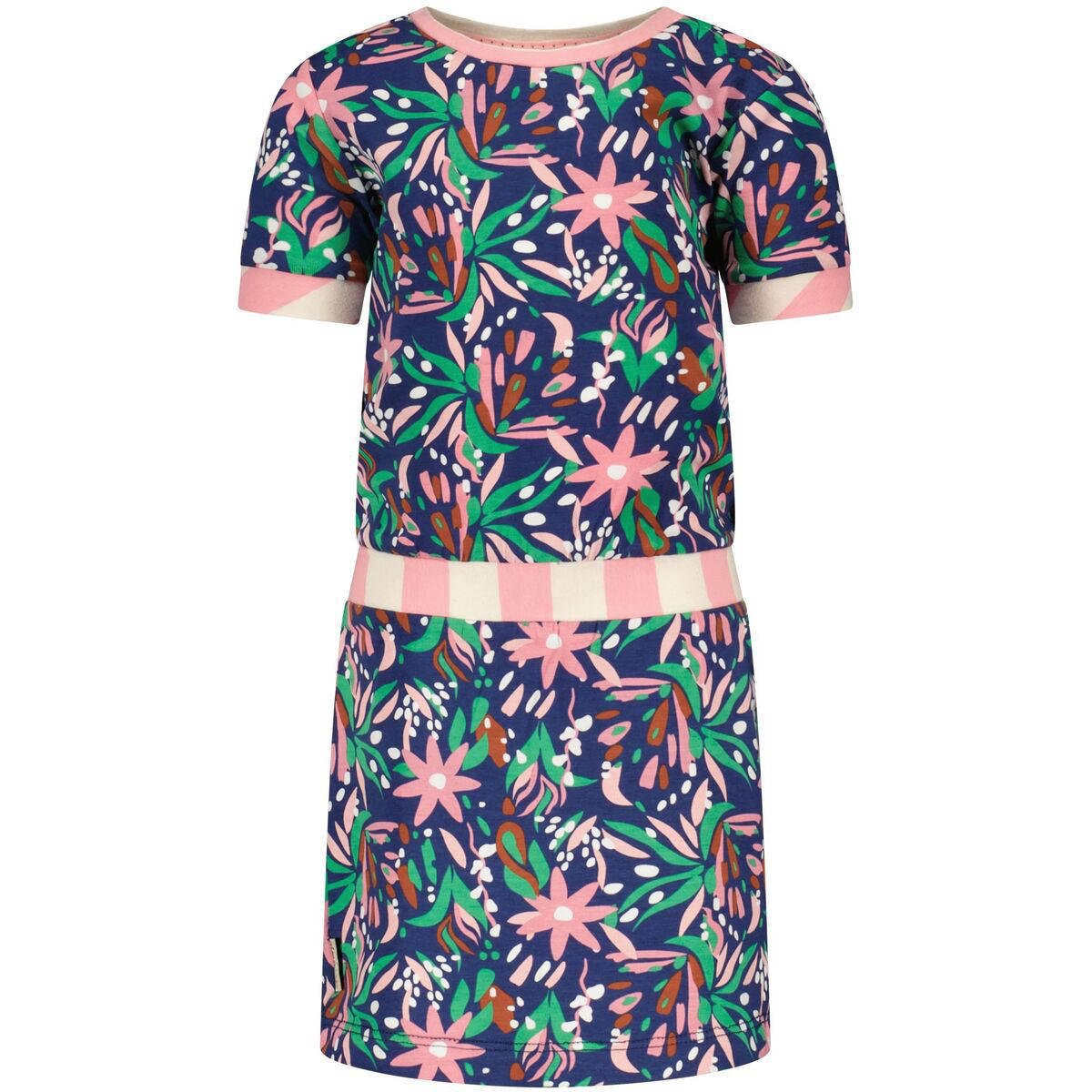 B.Nosy jurk met all over print donkerblauw/roze/groen | wehkamp