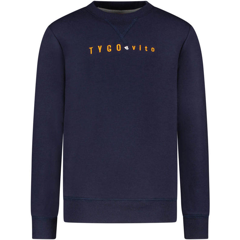 TYGO & vito sweater met logo donkerblauw | wehkamp