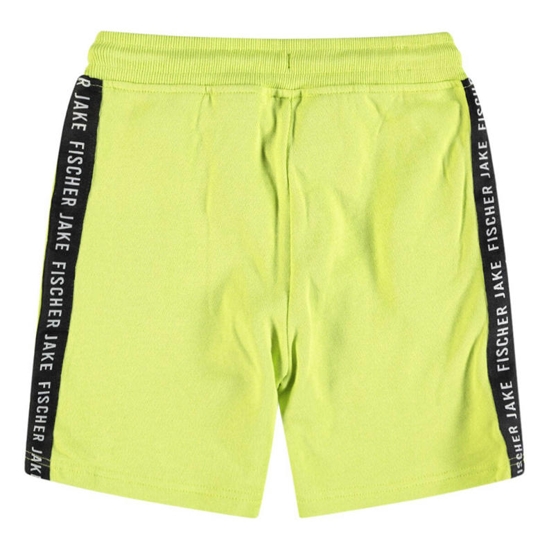 Jake Fischer sweatshort met contrastbies limegroen | wehkamp