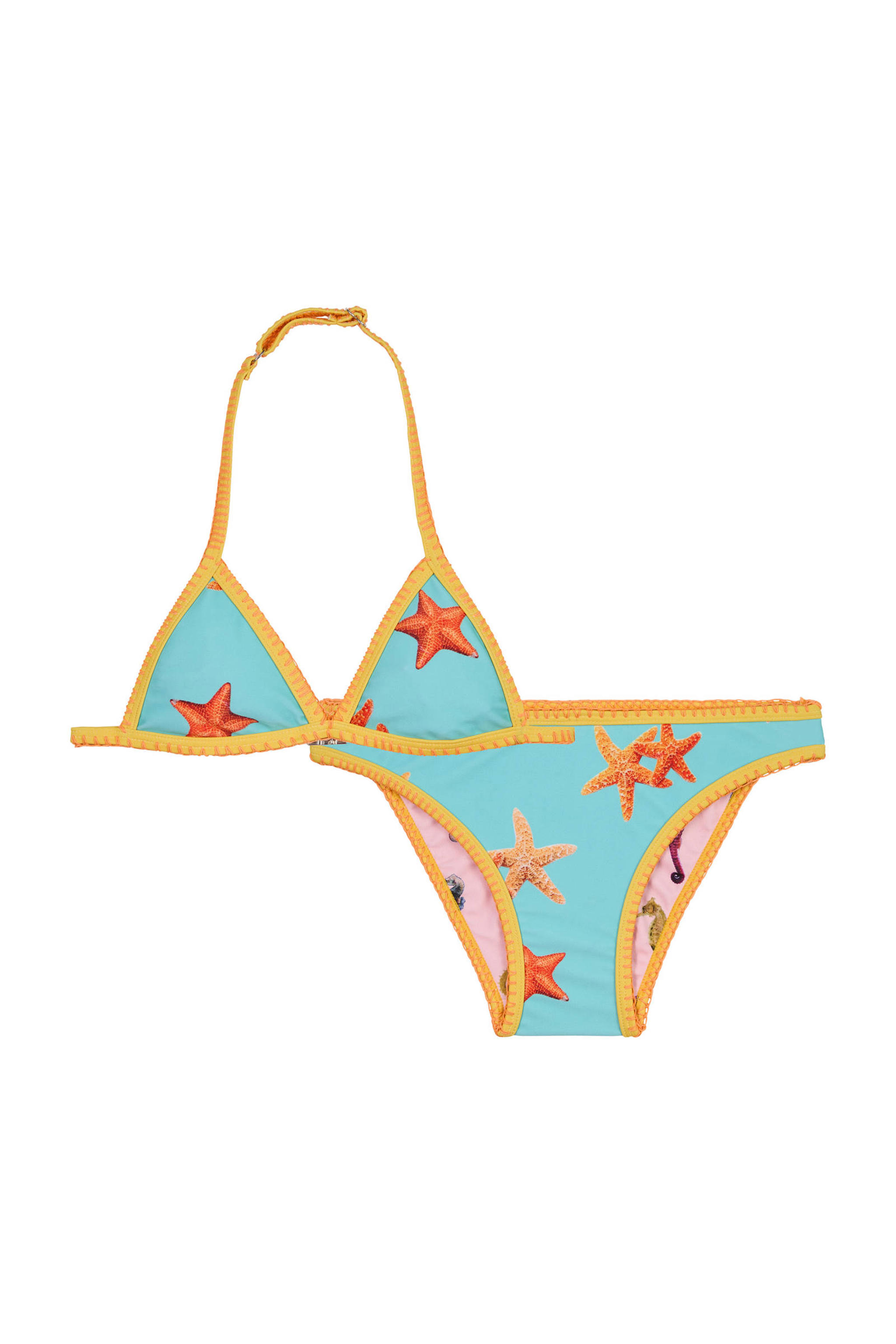 Claesen's reversible triangel bikini Sea Star Horse turquoise/roze ...