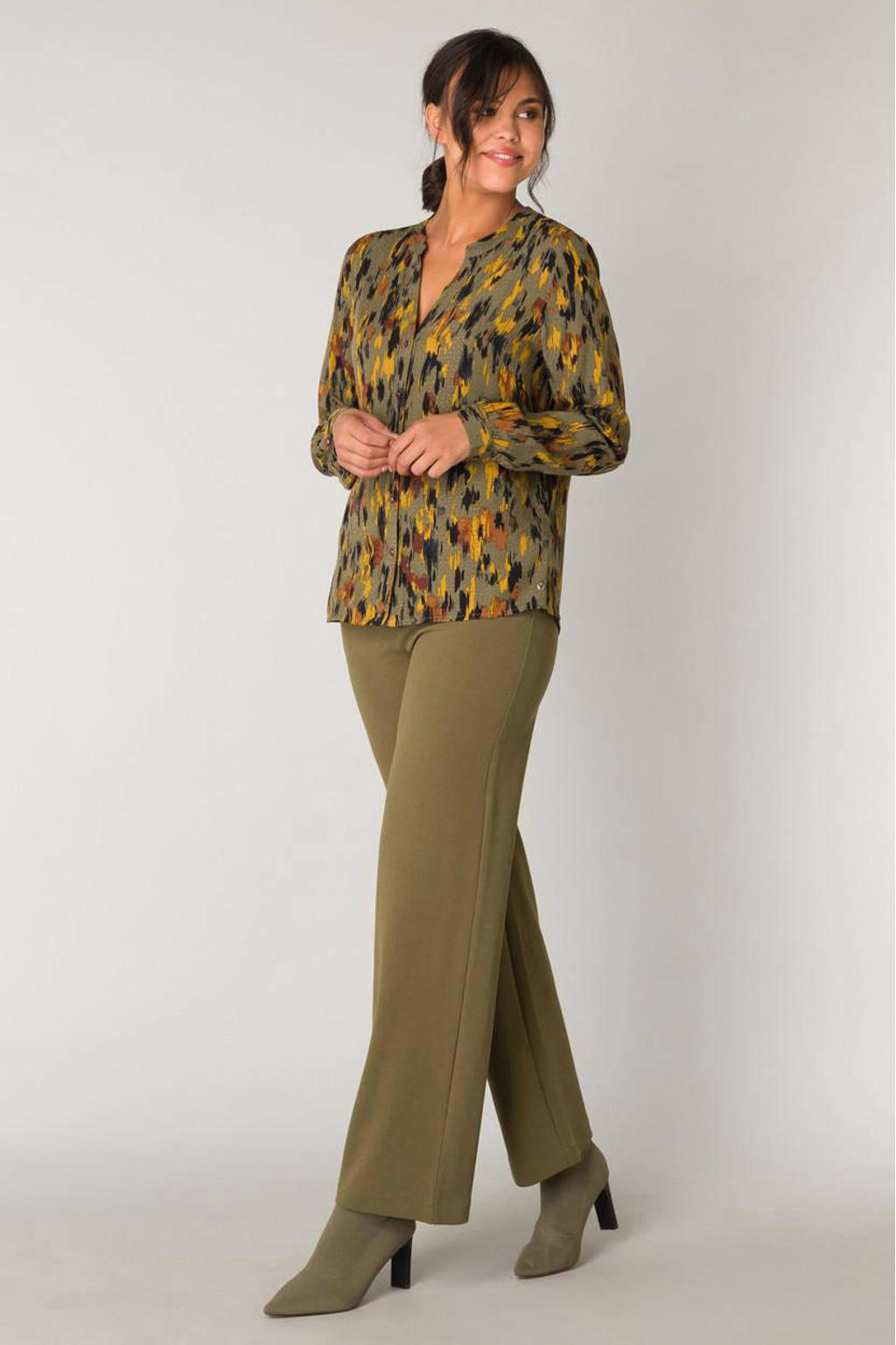 Yest blouse Olize met all over print army green/multi-col | wehkamp