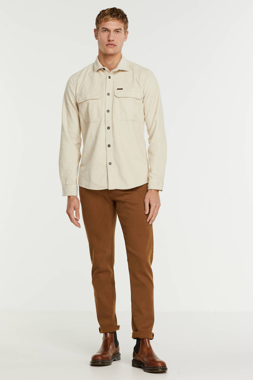 PME Legend corduroy regular fit overshirt beige | wehkamp