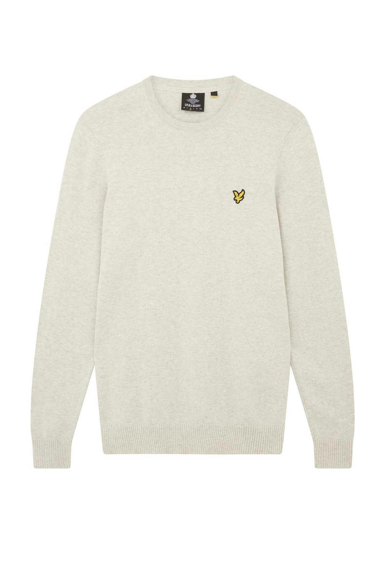 Lyle & Scott trui met wol light grey marl | wehkamp