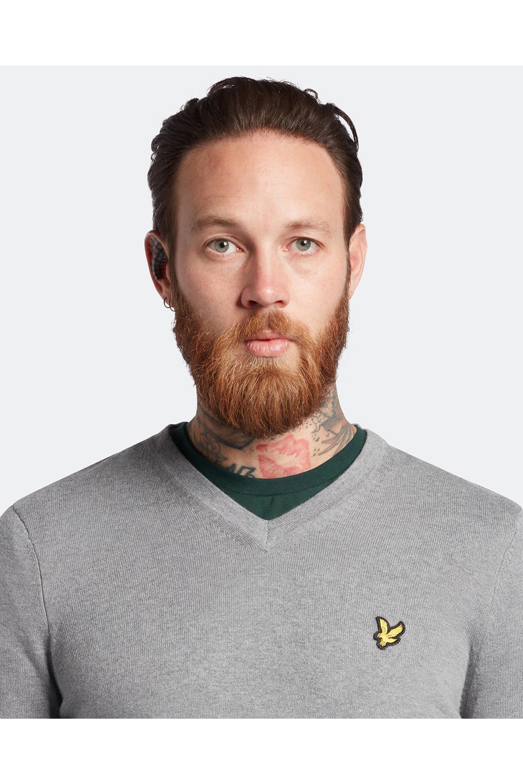 Lyle & Scott fijngebreide trui met wol mid grey marl | wehkamp