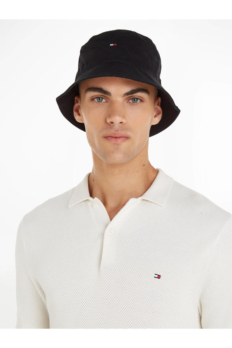 Tommy Hilfiger bucket hat met logo zwart | wehkamp