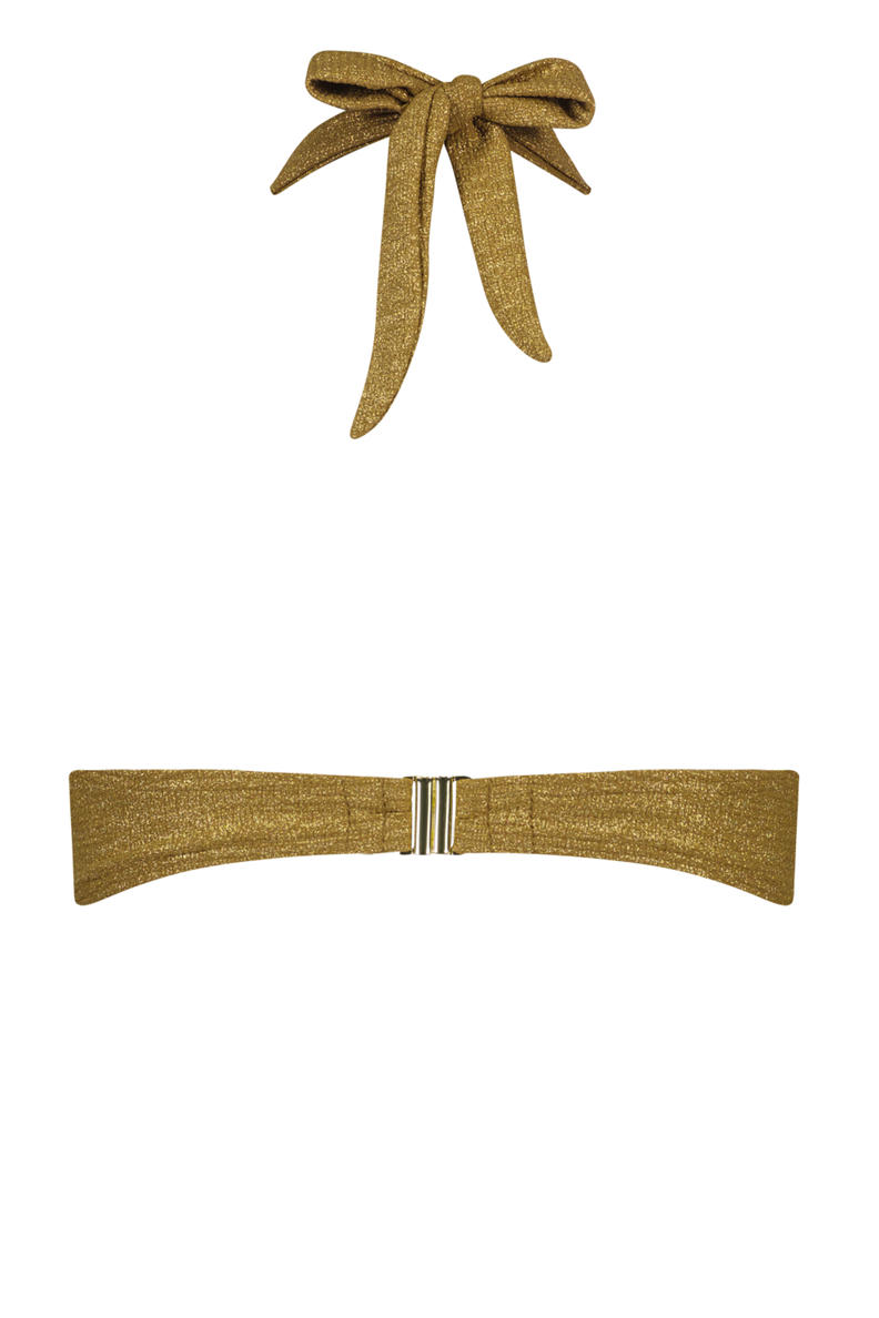 Cyell voorgevormde strapless halter bikinitop Desert Glow met lurex goud | wehkamp