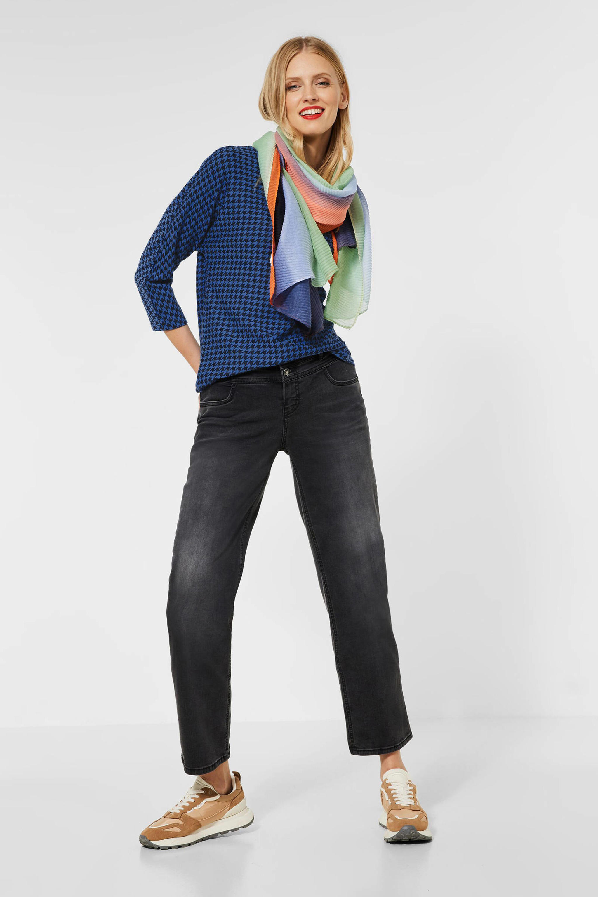 Street One geruite longsleeve blauw | wehkamp