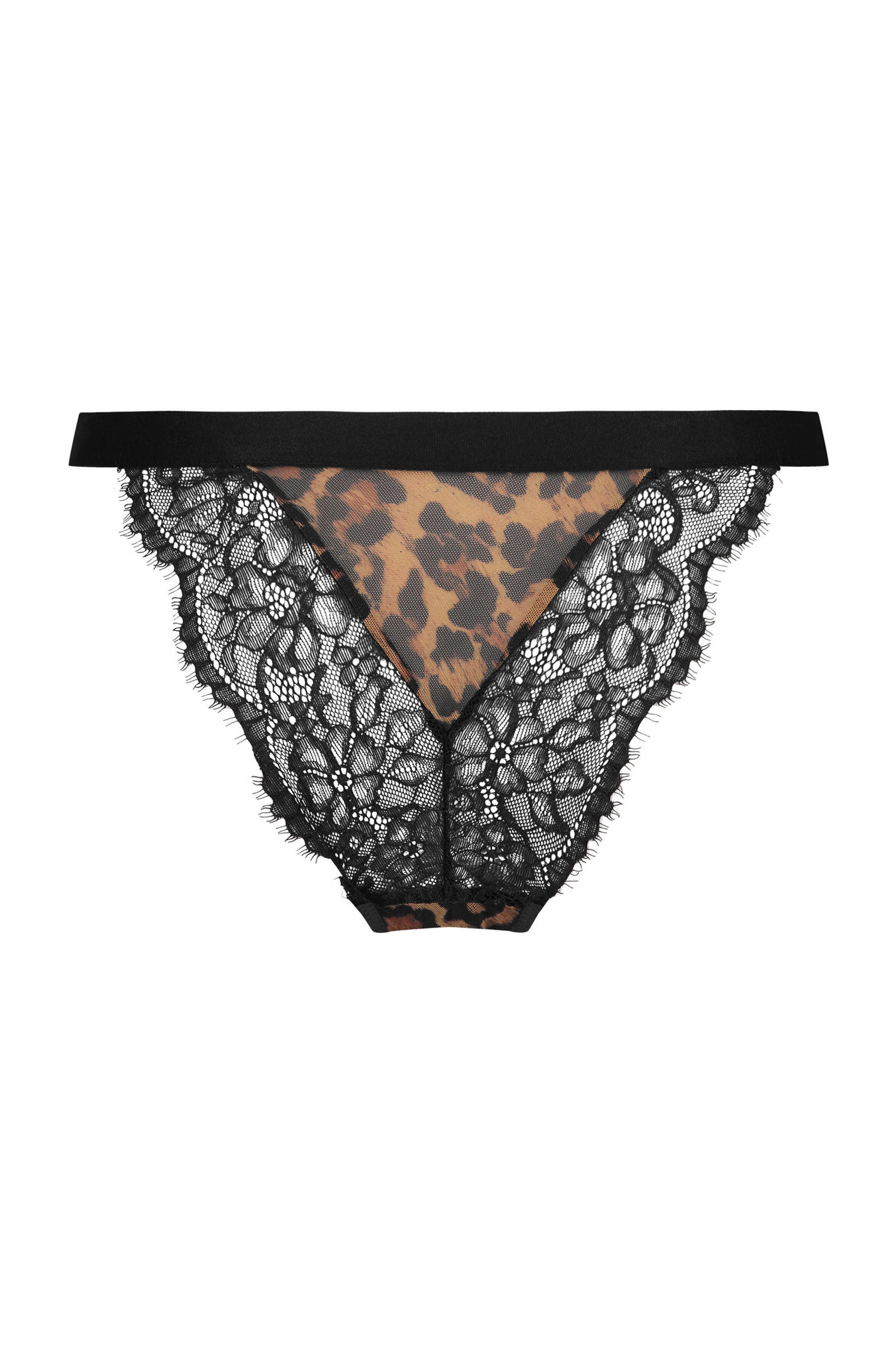 Hunkemöller high leg string Evie by Nyakim zwart/bruin | wehkamp