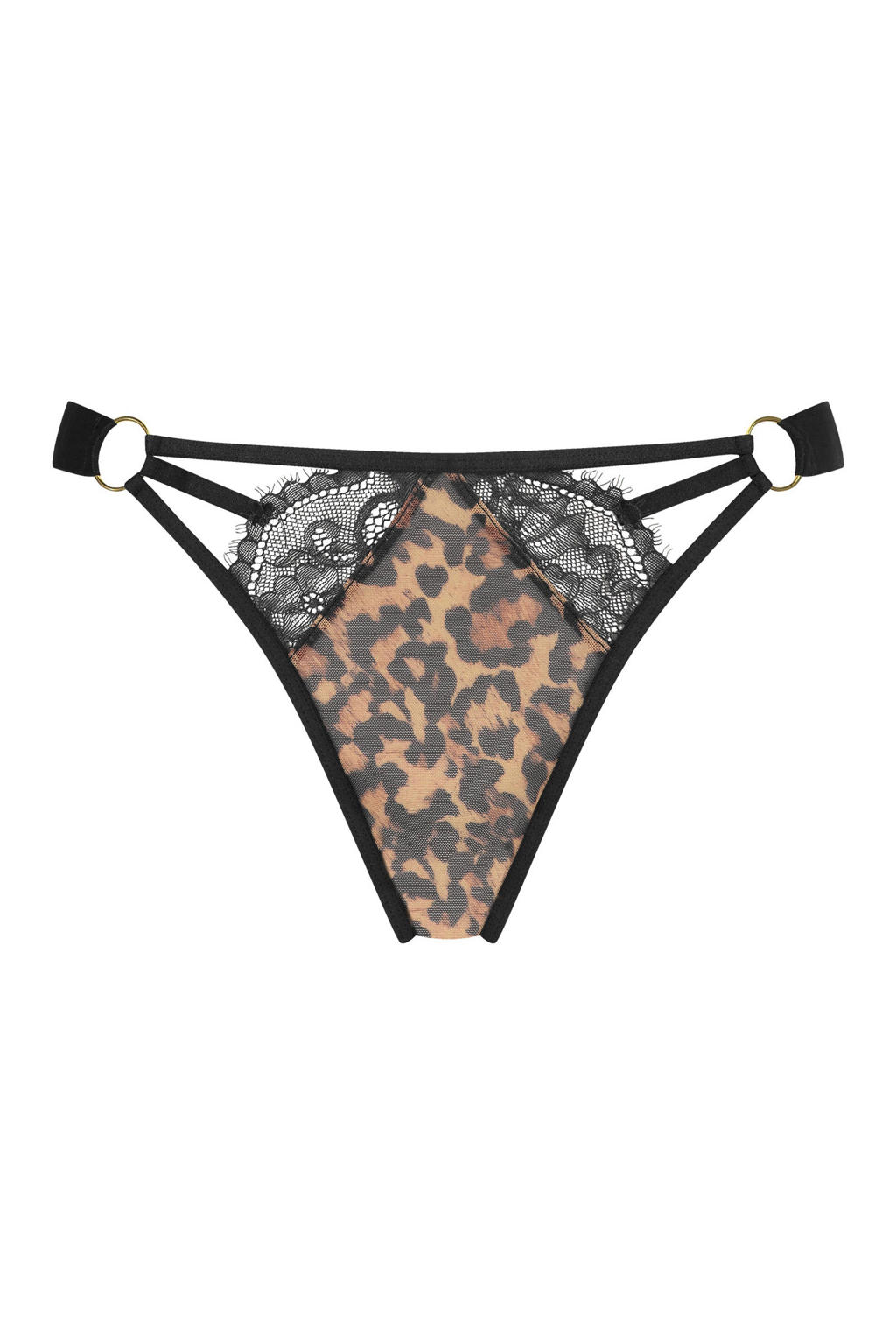 Hunkemöller high leg string Evie by Nyakim zwart/bruin | wehkamp