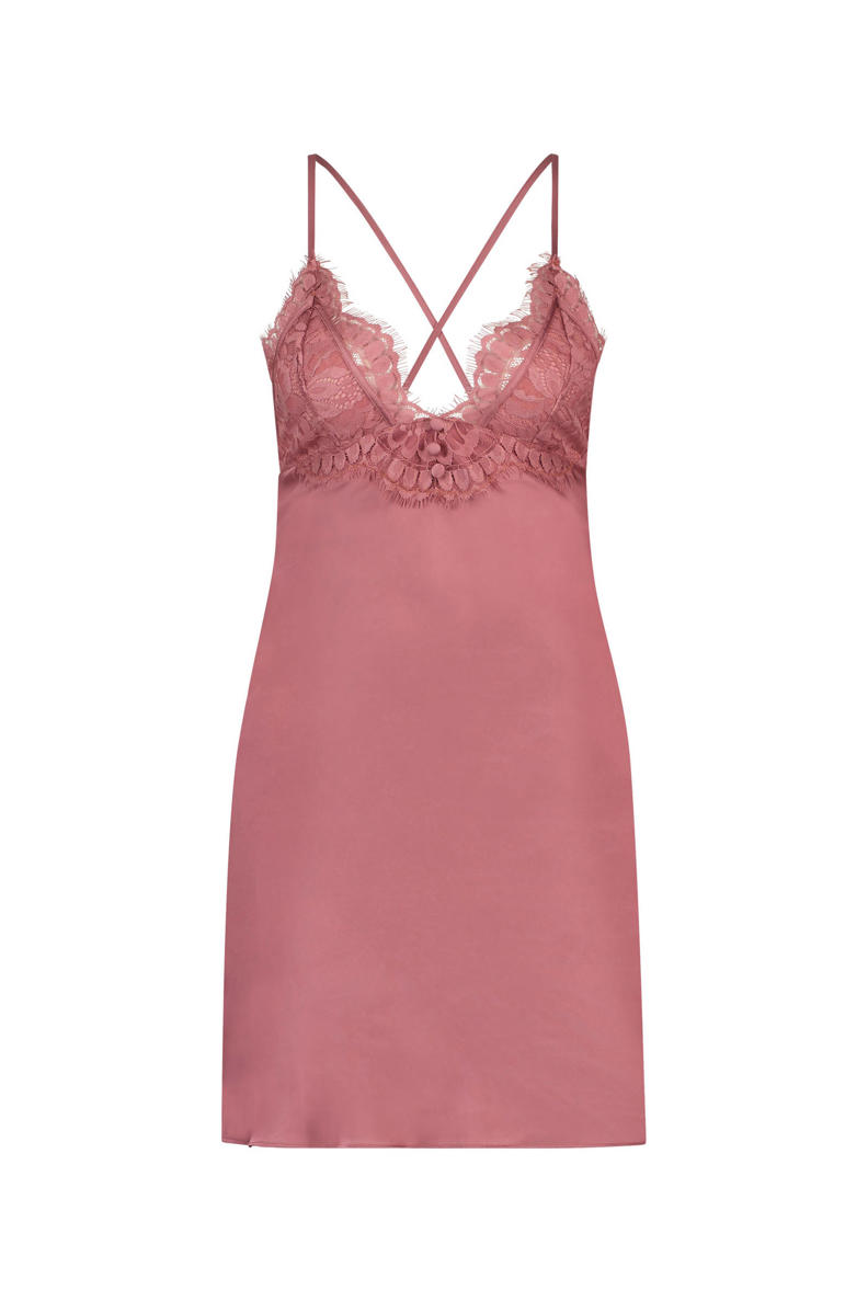 Hunkemöller Noir satijnen slipdress Zara roze | wehkamp