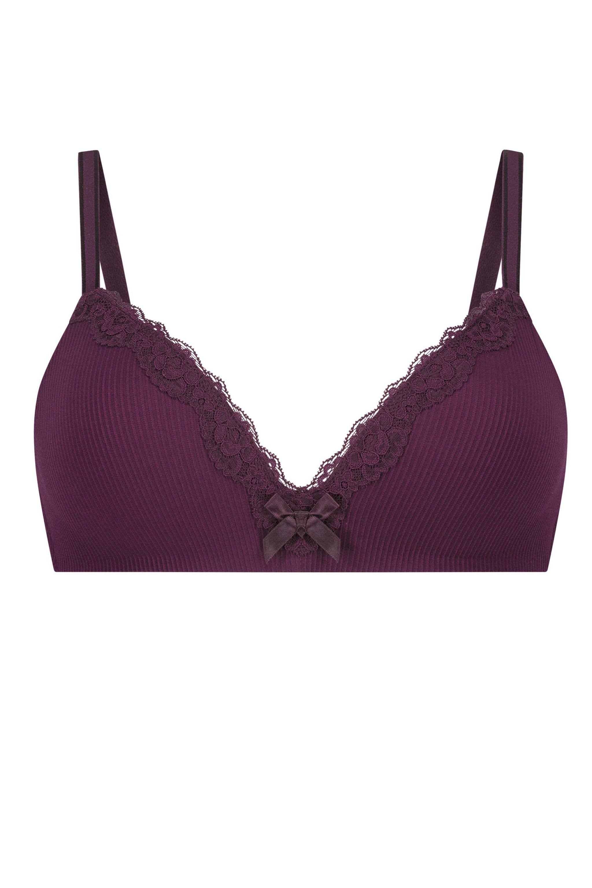 Hunkemöller voorgevormde bh zonder beugel Lola met ribstructuur paars ...