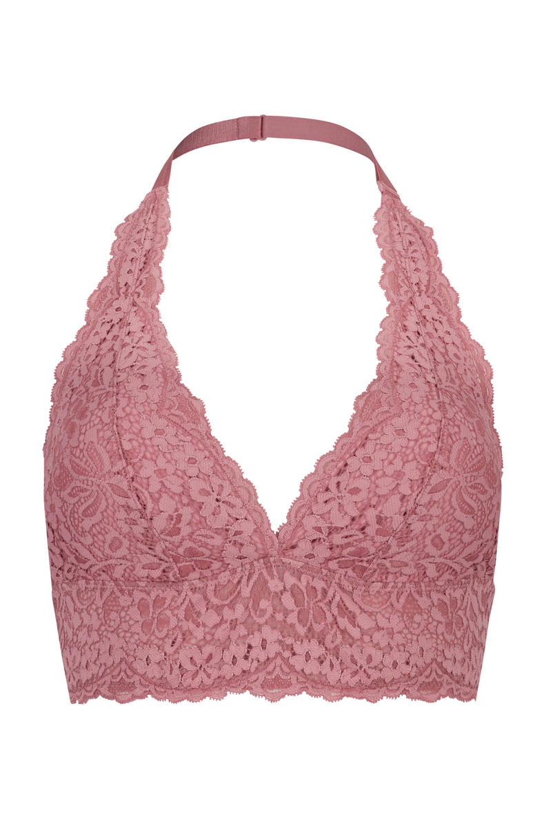 Hunkemöller kanten halter bralette Rose donkerblauw | wehkamp