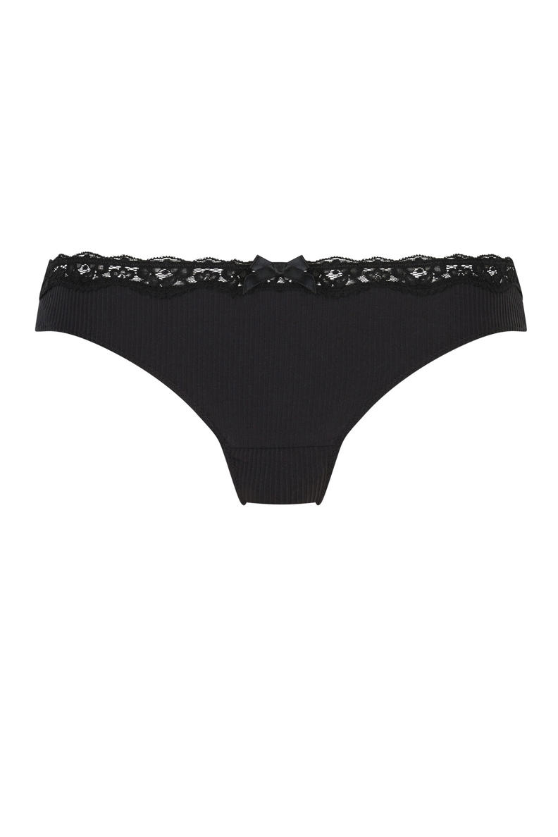 Hunkemöller string Lola met ribstructuur zwart | wehkamp