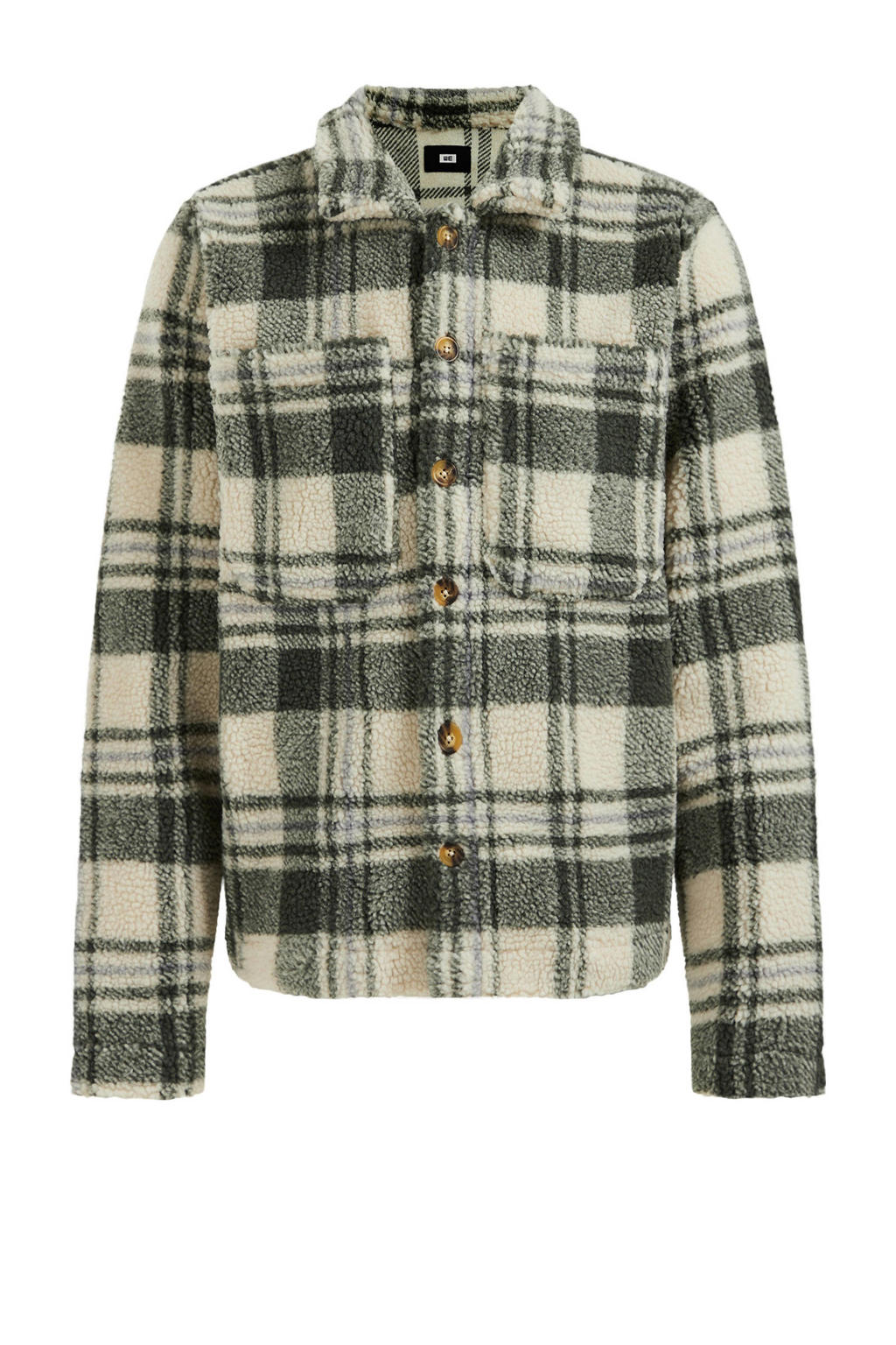 WE Fashion geruit teddy vest groen | wehkamp
