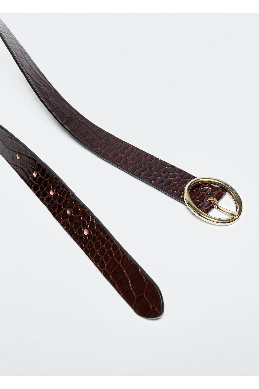 Mango leren riem met crocoprint bruin | wehkamp