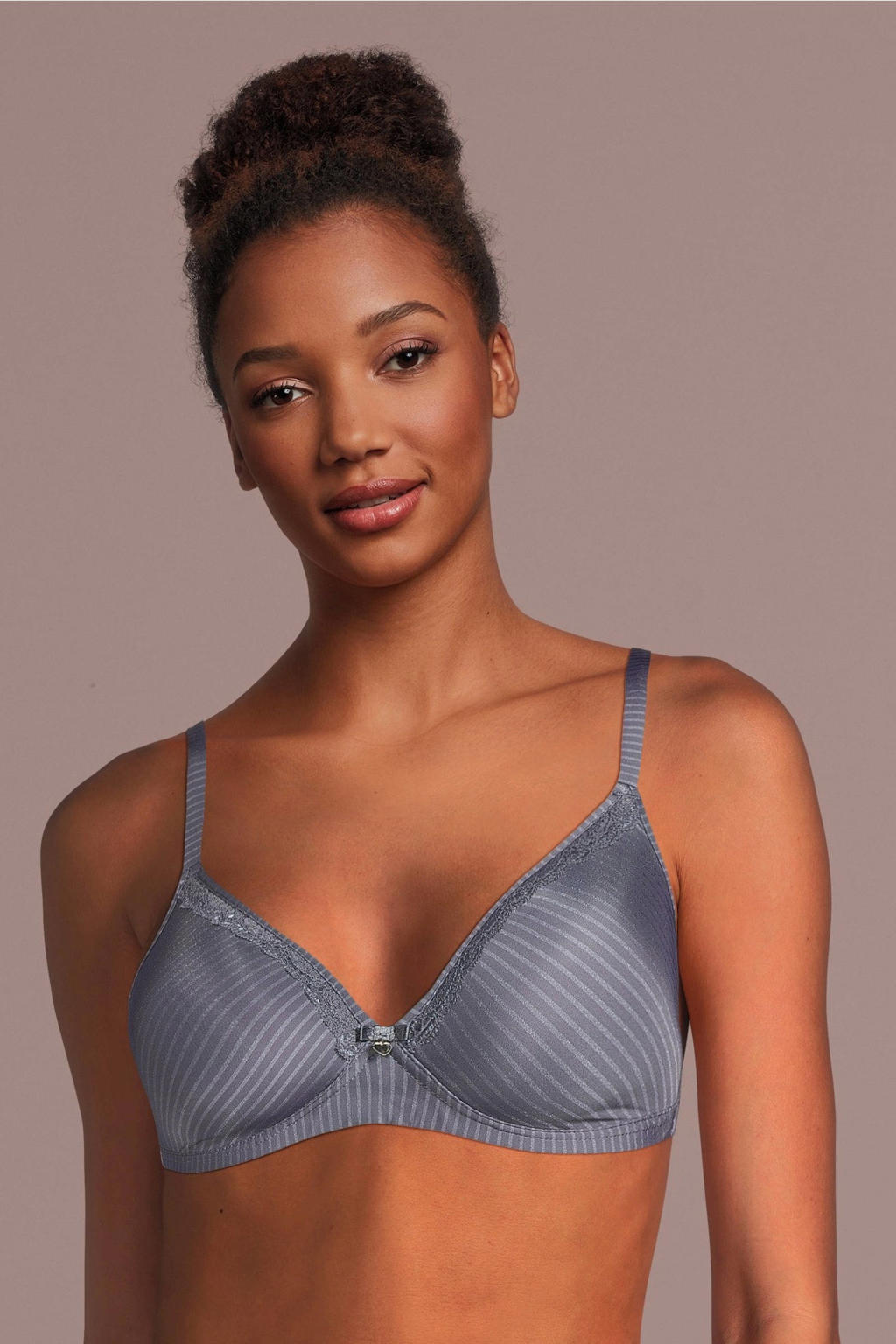 Sassa Mode voorgevormde bh zonder beugel Lovely Stripe donkergrijs | wehkamp