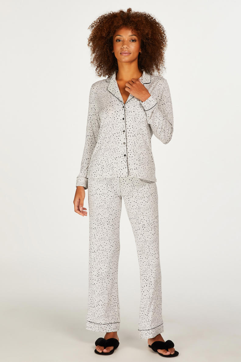 Hunkemöller pyjama grijs/zwart | wehkamp