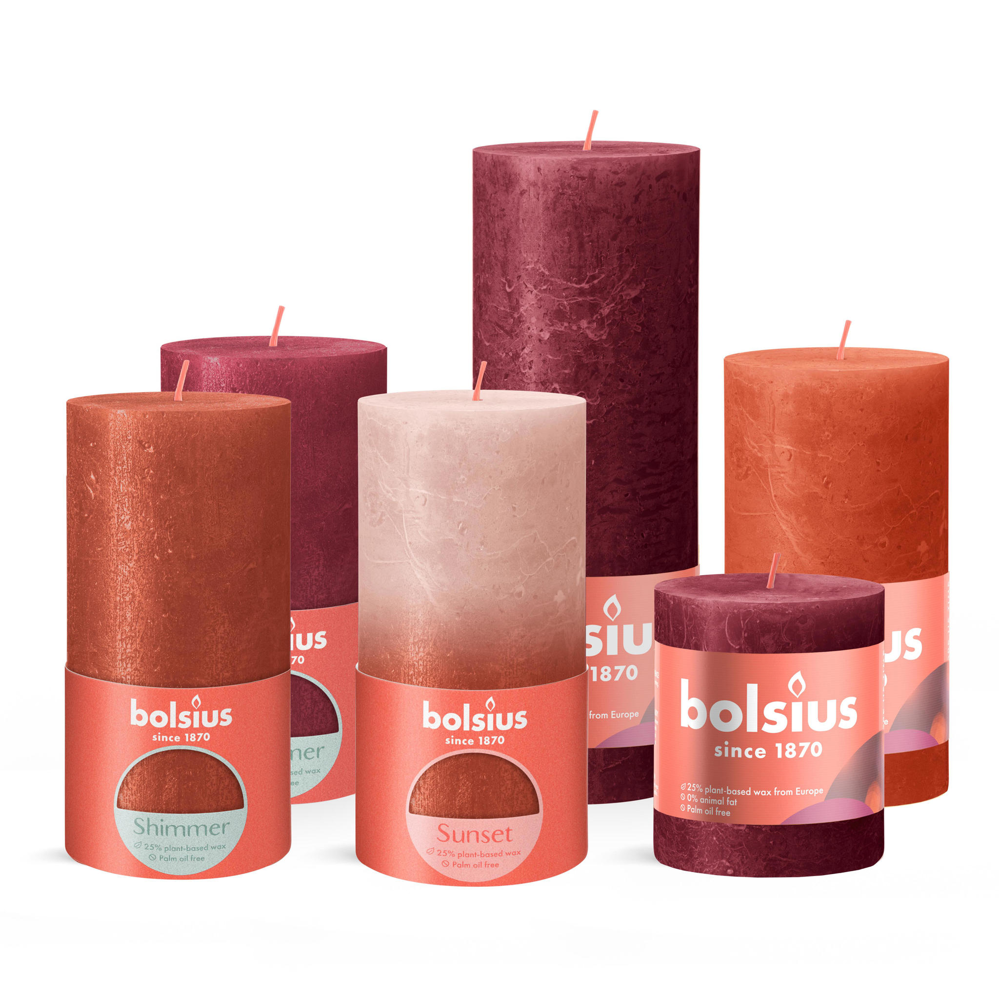 Bolsius kaars Rustiek Cosy Reds (set van 6) | wehkamp