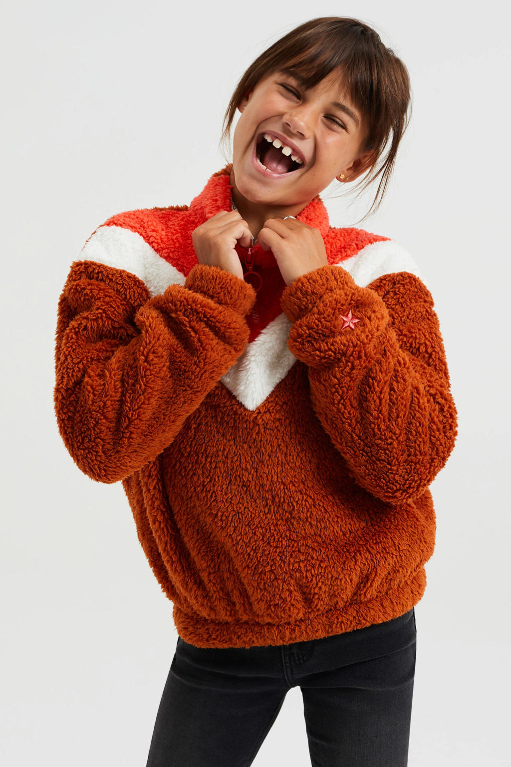 WE Fashion sweater oranje/wit/rood | wehkamp